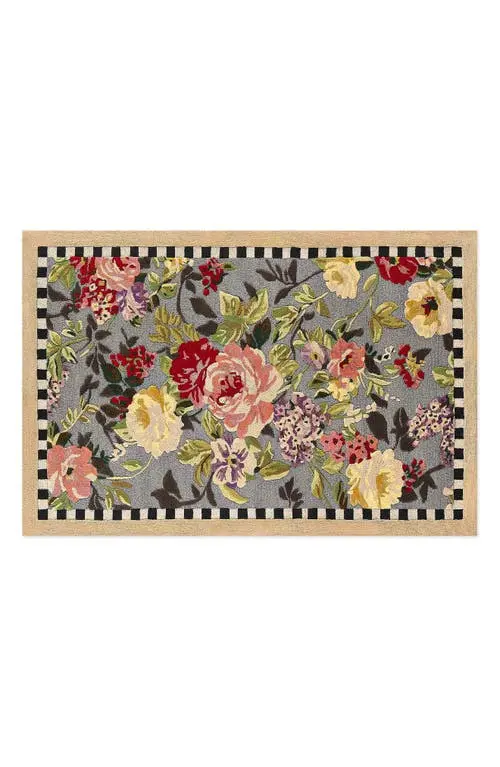 MACKENZIE-CHILDS Tudor Rose Washable Rug - Blue Multi