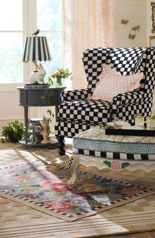 MACKENZIE-CHILDS Tudor Rose Washable Rug