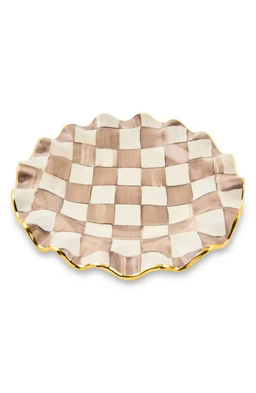 MACKENZIE-CHILDS Check Ceramic Fluted Dessert Plate - Mocha