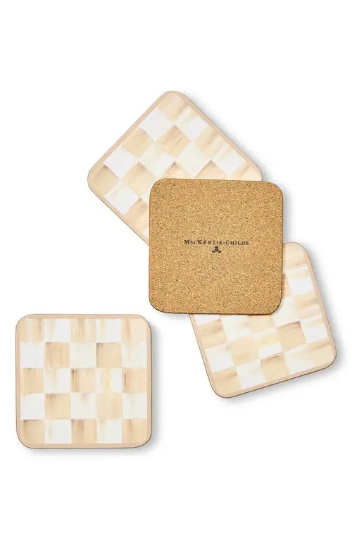 MACKENZIE-CHILDS Set Of 4 Check Cork Back Coasters