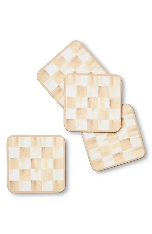 MACKENZIE-CHILDS Set Of 4 Check Cork Back Coasters