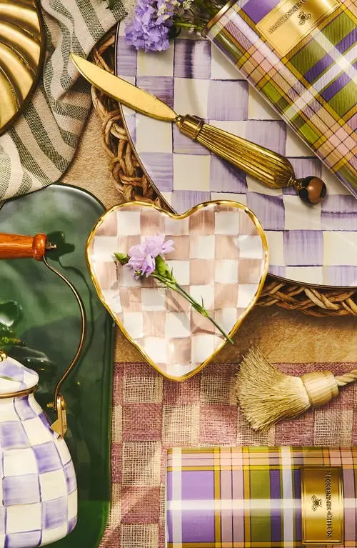 MACKENZIE-CHILDS Check Ceramic Fluted Heart Plate