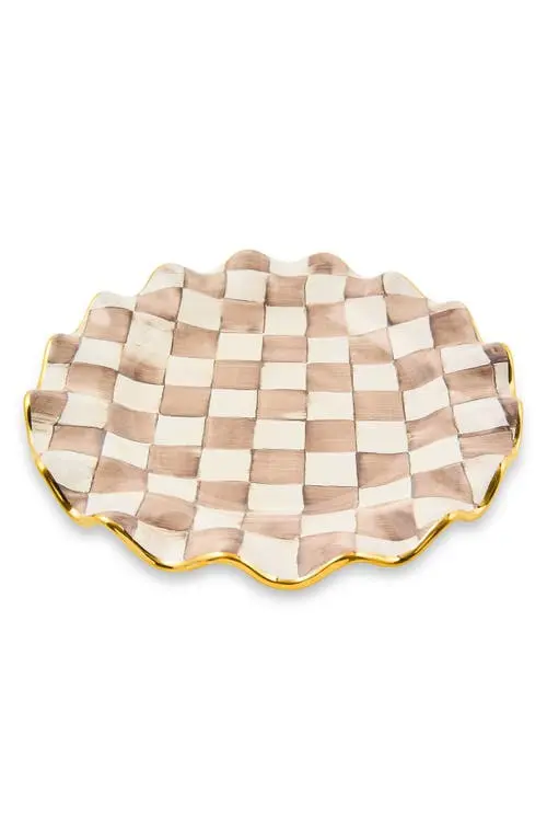 MACKENZIE-CHILDS Check Ceramic Fluted Dinner Plate - Mocha