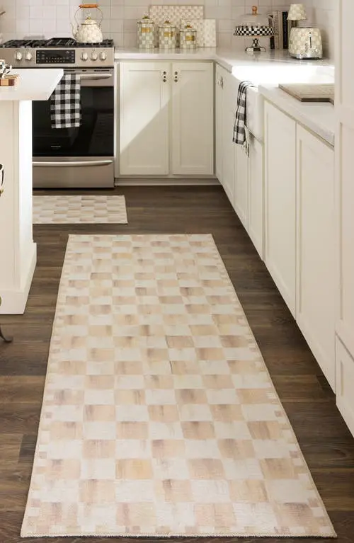 MACKENZIE-CHILDS Checkerboard Machine Washable Runner Rug