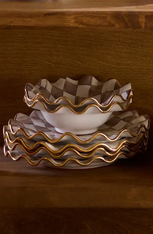 MACKENZIE-CHILDS Check Ceramic Fluted Breakfast Bowl