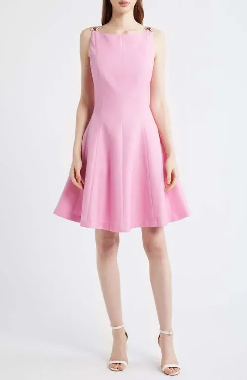 TAHARI ASL Bouclé Fit & Flare Dress