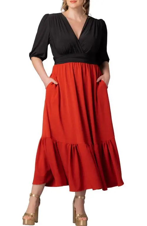 KIYONNA Danica Mixed Media Dress - Chili Pepper