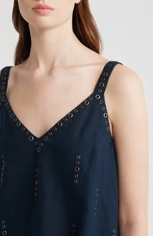 Rag & Bone Aubrey Grommet Trim Linen & Cotton Camisole