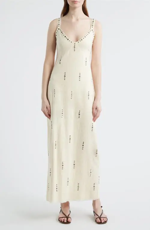 Rag & Bone Aubrey Grommet Trim Linen & Cotton Maxi Dress