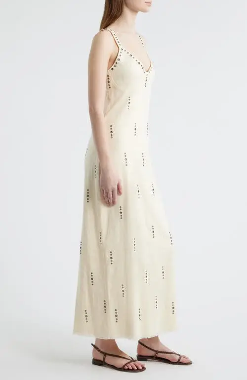 Rag & Bone Aubrey Grommet Trim Linen & Cotton Maxi Dress