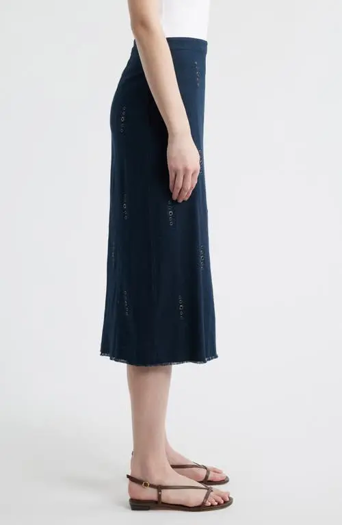 Rag & Bone Aubrey Grommet Trim Linen & Cotton Midi Skirt