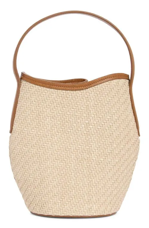 LIFFNER Mini Belted Raffia Bucket Bag - Beige