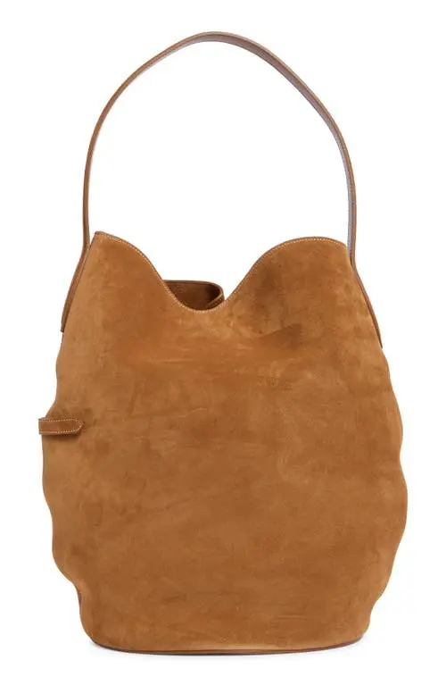LIFFNER Large Belted Suede Bucket Bag - Saddle Brown
