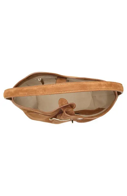 LIFFNER Large Belted Suede Bucket Bag - Saddle Brown