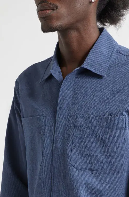 Herno Seersucker Shirt Jacket - French Blue