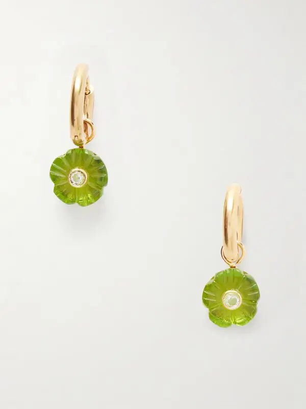 JENNIFER BEHR Lillian Gold-tone Crystal Flower Hoop Earrings - Green