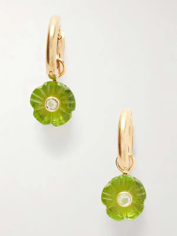 JENNIFER BEHR Lillian Gold-tone Crystal Earrings - Light Green