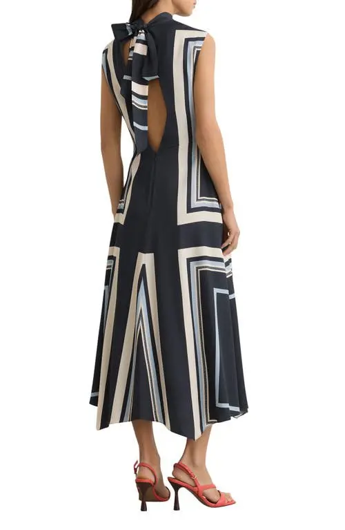 REISS Lissy Printed Mock Neck Dress