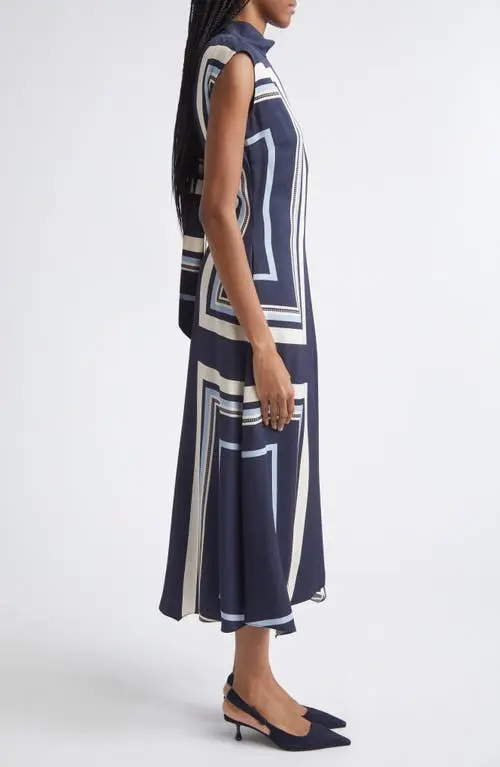 REISS Lissy Printed Mock Neck Dress