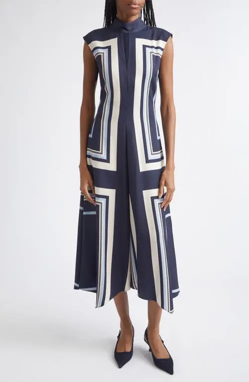 REISS Lissy Printed Mock Neck Dress