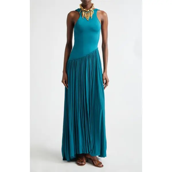 Zimmermann Luna Asymmetric Jersey Maxi Dress - Teal