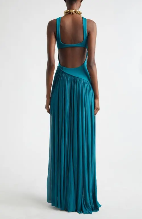 Zimmermann Luna Asymmetric Jersey Maxi Dress - Teal