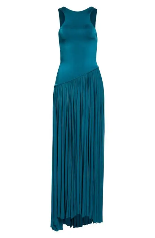 Zimmermann Luna Asymmetric Jersey Maxi Dress - Teal
