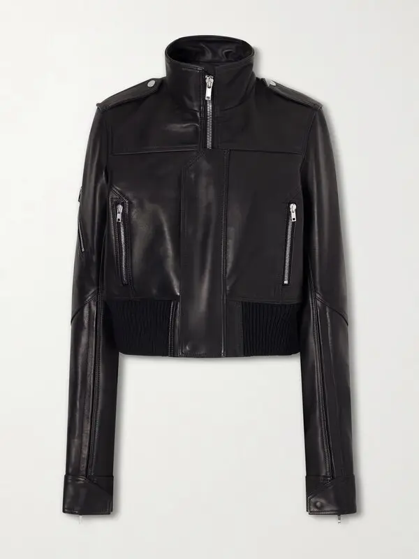 Rick Owens Cropped Leather Biker Jacket