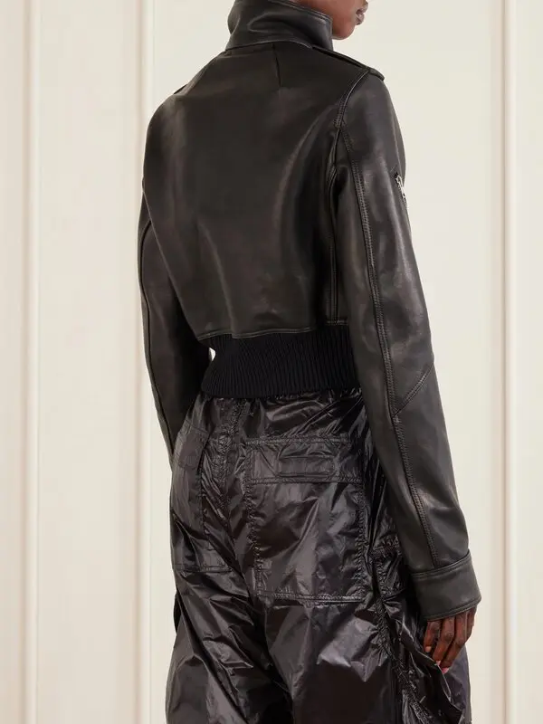 Rick Owens Cropped Leather Biker Jacket