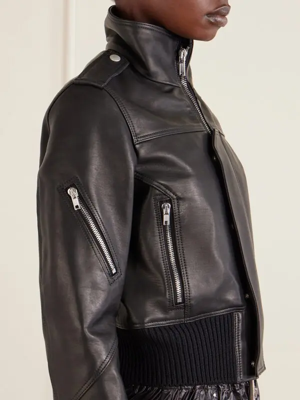 Rick Owens Cropped Leather Biker Jacket