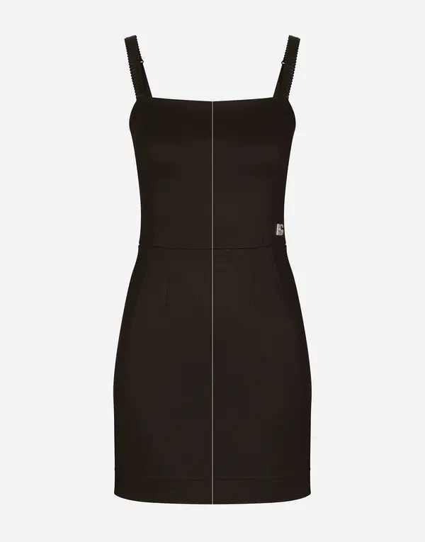 Dolce & Gabbana Short Milano Rib Dress With Dg Logo - Black