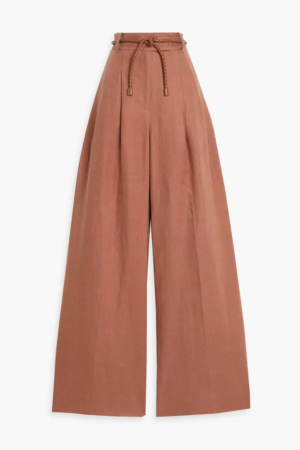 Zimmermann Belted Linen Wide-leg Pants
