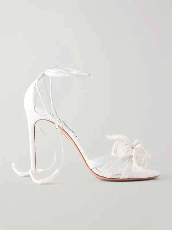 AQUAZZURA Calypso 105 Raffia Sandals - White
