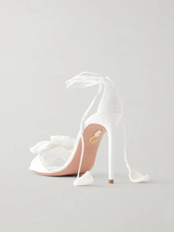 AQUAZZURA Calypso 105 Raffia Sandals - White