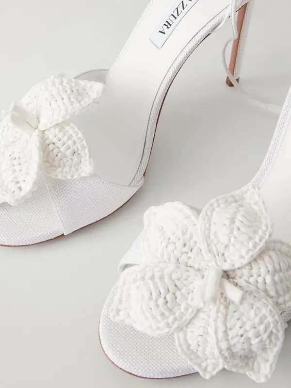 AQUAZZURA Calypso 105 Raffia Sandals - White
