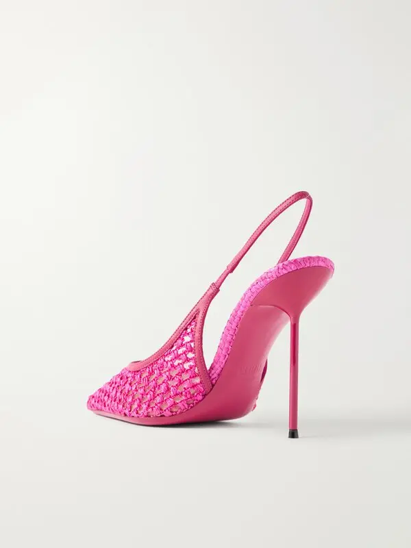 Paris Texas Lidia 105 Straw Slingback Pumps - Pink