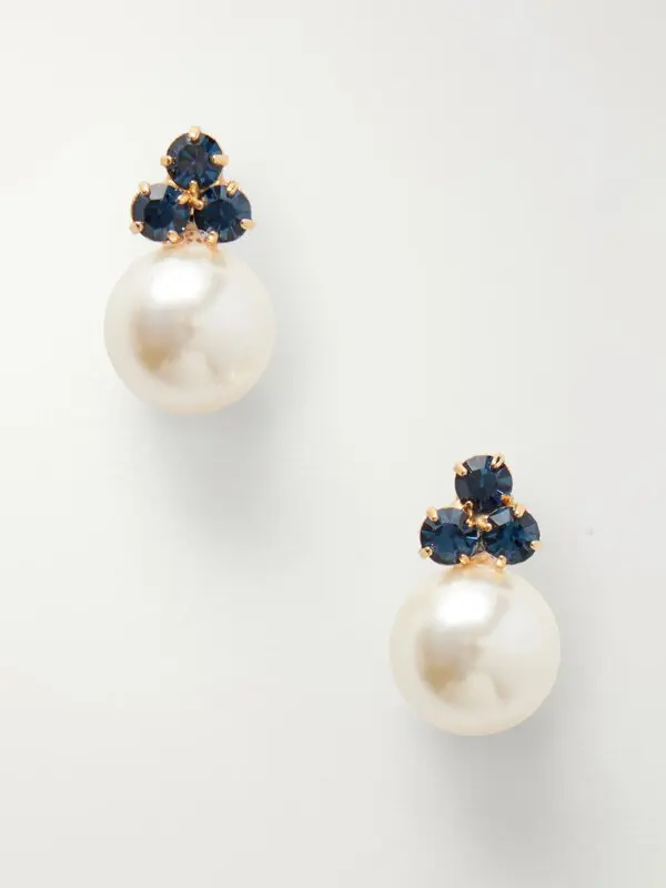 JENNIFER BEHR Belen Gold-tone, Sapphire, And Pearl Earrings - Blue