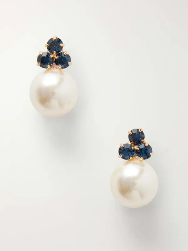 JENNIFER BEHR Belen Gold-tone, Sapphire And Pearl Earrings - Midnight Blue