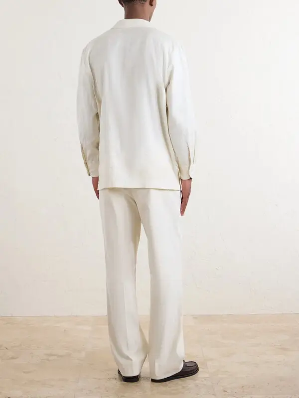 SAMAN AMEL Camp-collar Silk-gauze Shirt