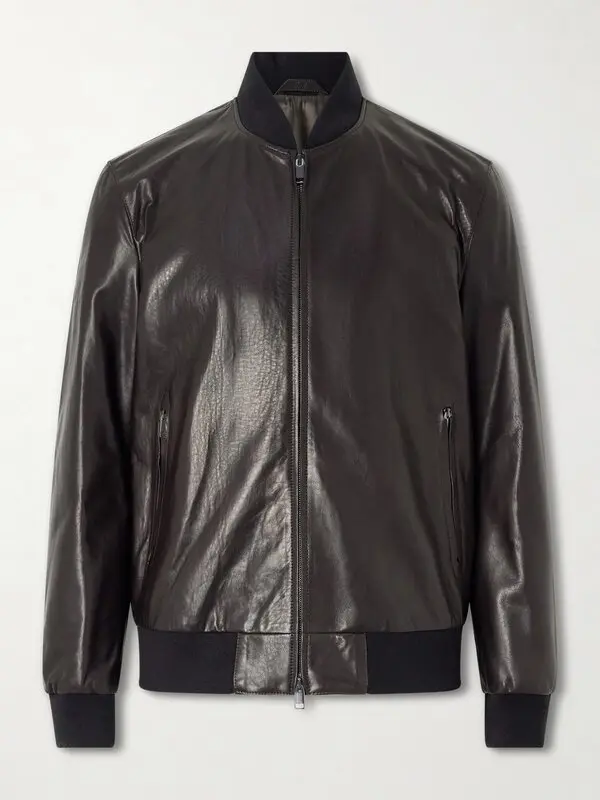 Brioni Leather Bomber Jacket