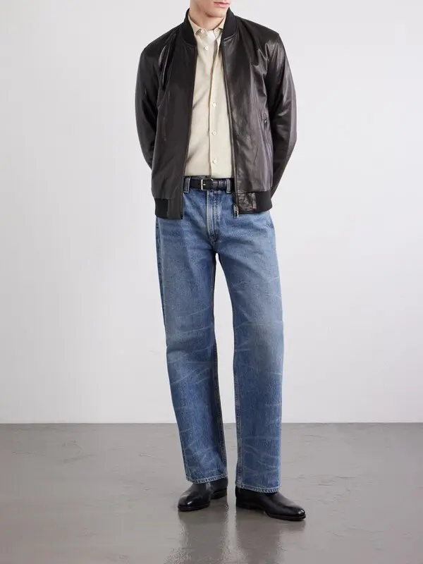 Brioni Leather Bomber Jacket