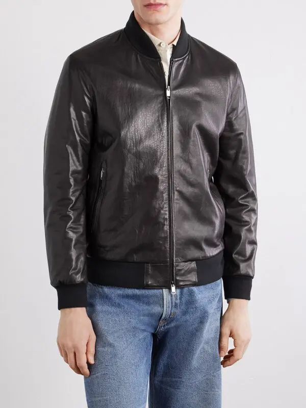 Brioni Leather Bomber Jacket
