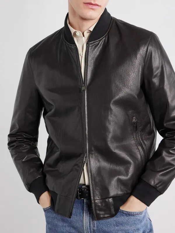 Brioni Leather Bomber Jacket
