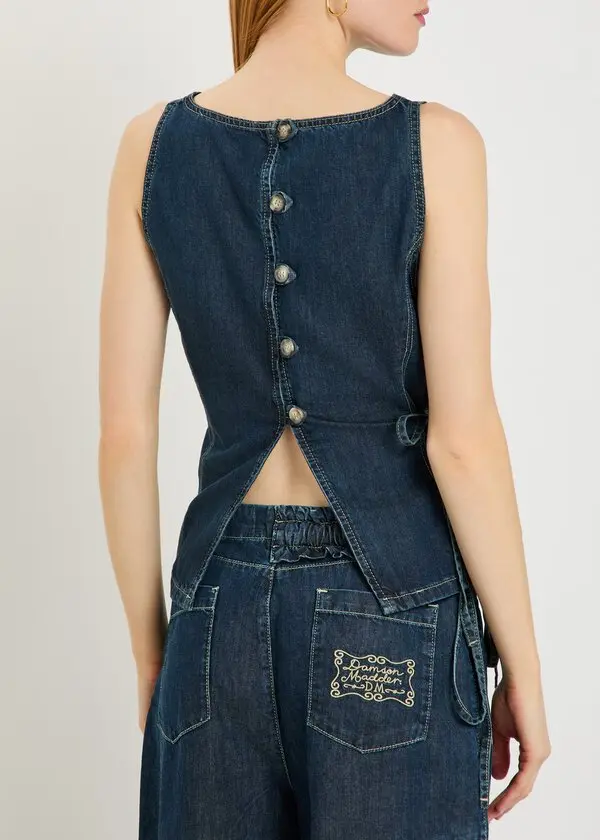DAMSON MADDER Maxime Ruffled Denim Top