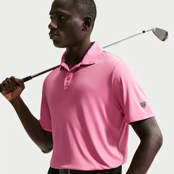 Nike Par Dri-fit Sleeve Logo Golf Polo - Pink