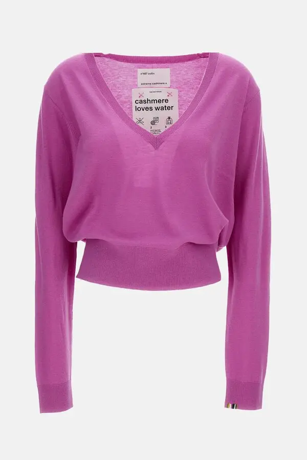 EXTREME CASHMERE X V-neck Sweater No. 467 Collin - Rose