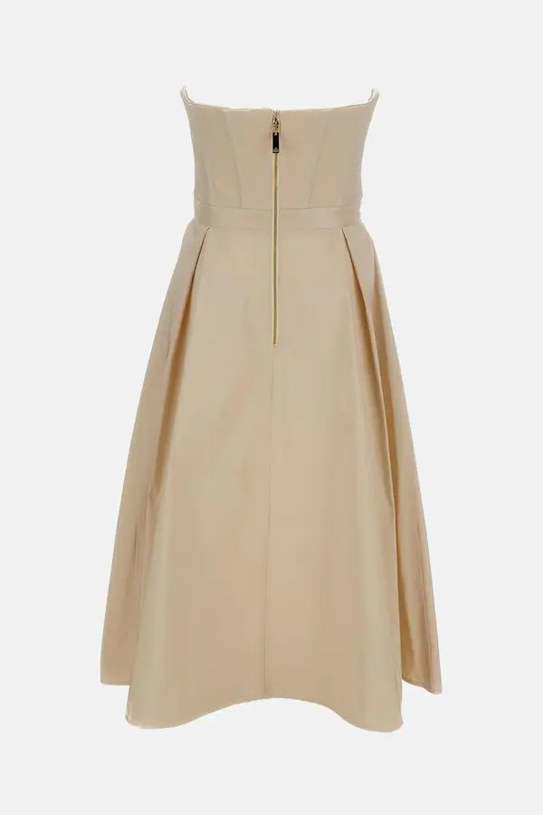 Elisabetta Franchi Ottoman Strapless Dress With Embroidered Bodice