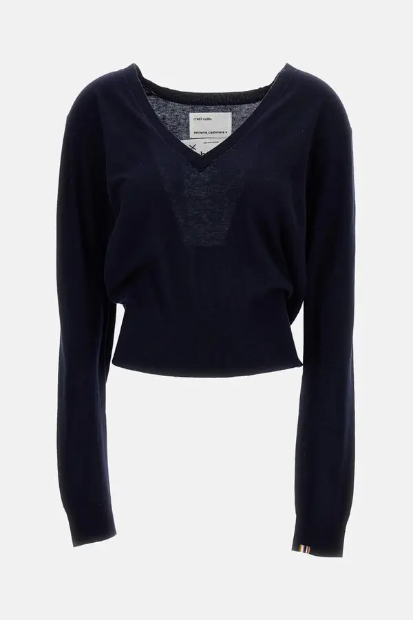 EXTREME CASHMERE X V-neck Knit No. 467 Collin - Blue