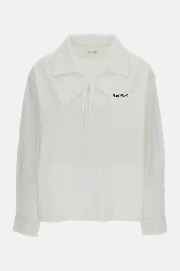 BODE NEW YORK Long Sleeve Cotton Shirt - Beige