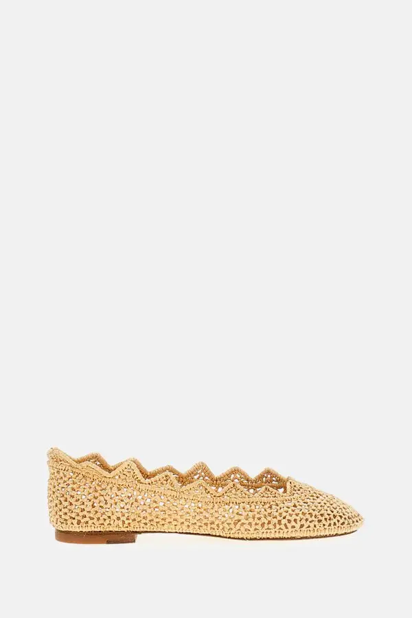 ODISSI Raffia Ballerina Flats - Beige